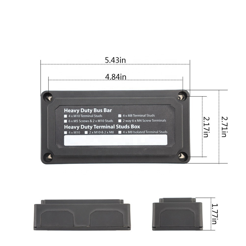 100A 12-Way Screw Dual Row Marine Busbar Box Black - Buy 100A Busbar ...