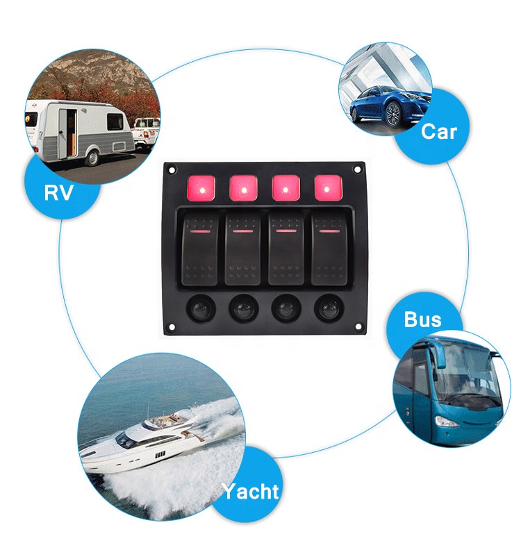 Wholesale 4 Gang 12V Rocker Switch Panel with Push Button Reset Circuit ...