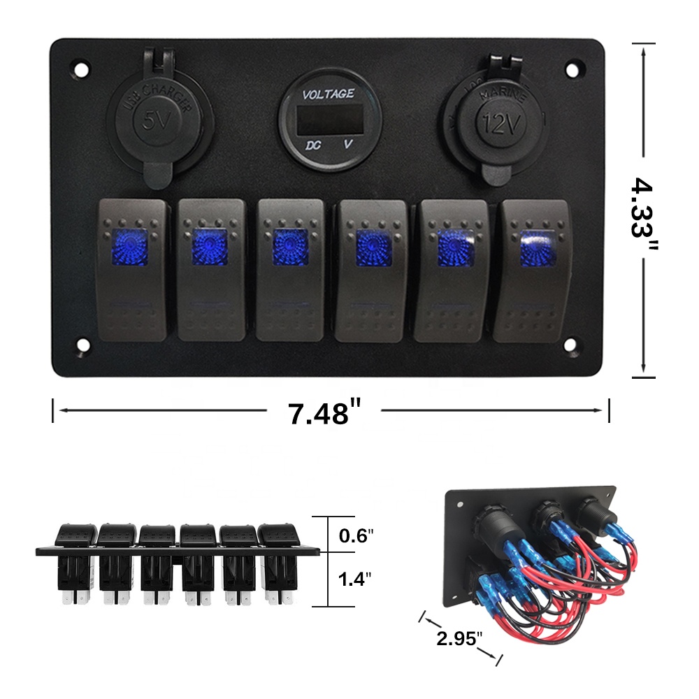 6 Gang Combine Rocker Switch Panel - Buy 6 Gang Combine Rocker Switch ...