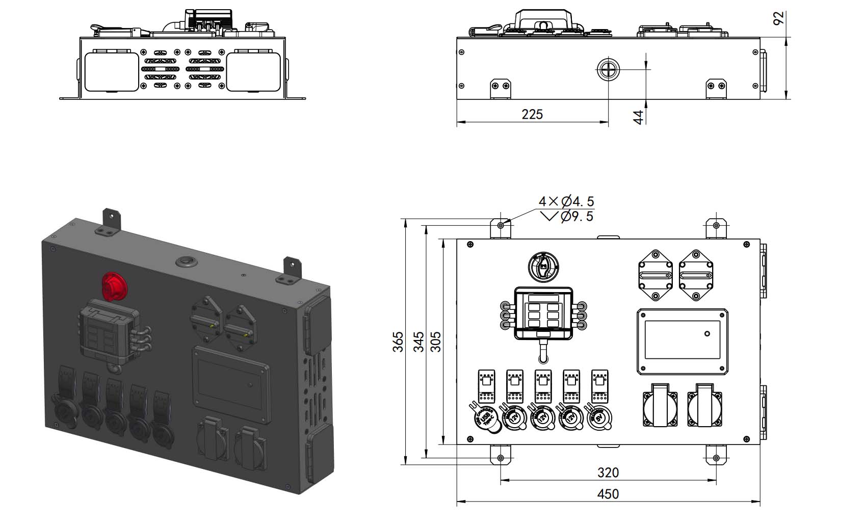 Custom 12V System Power Distribution Control Box with 1000W Inverter ...