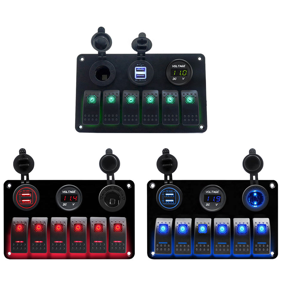 6 Gang Combine Rocker Switch Panel - Buy 6 Gang Combine Rocker Switch ...