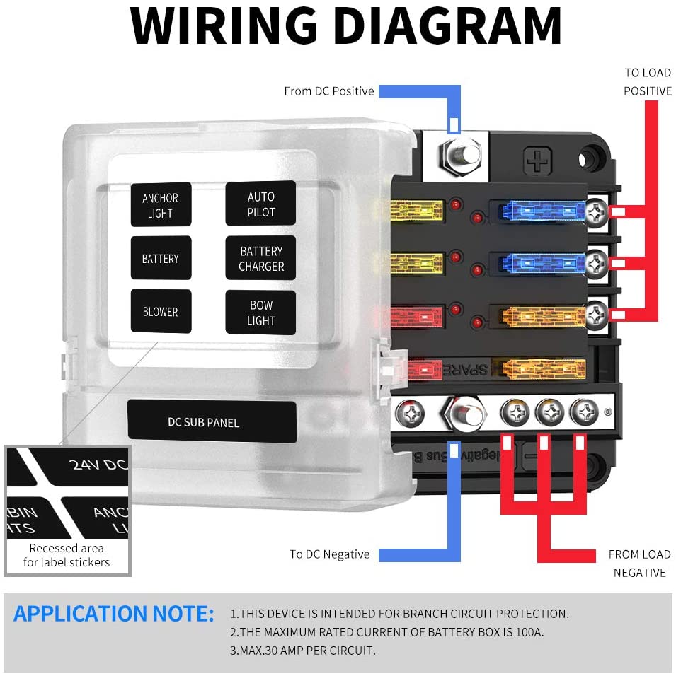 6 way Screw Connect ATC Type Blade Fuse Box with Negative Busbar - Buy ...